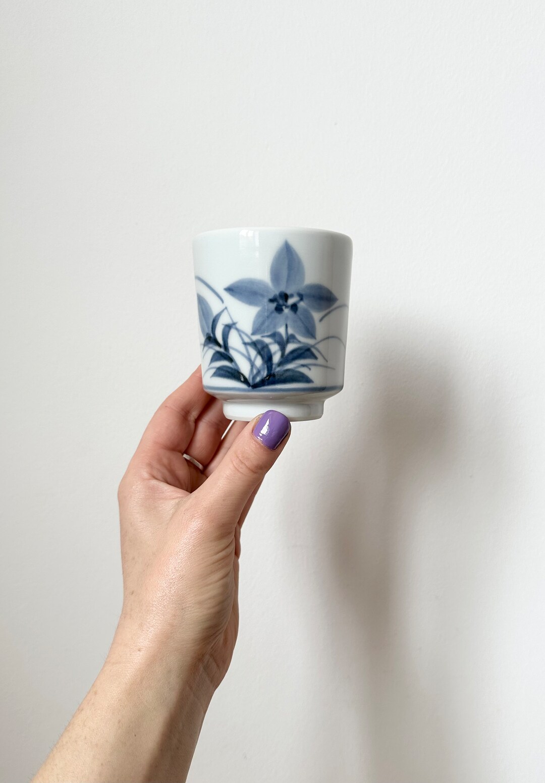 Japanese Green Tea Cup, Handless Navy Blue Tea Cup - Etsy