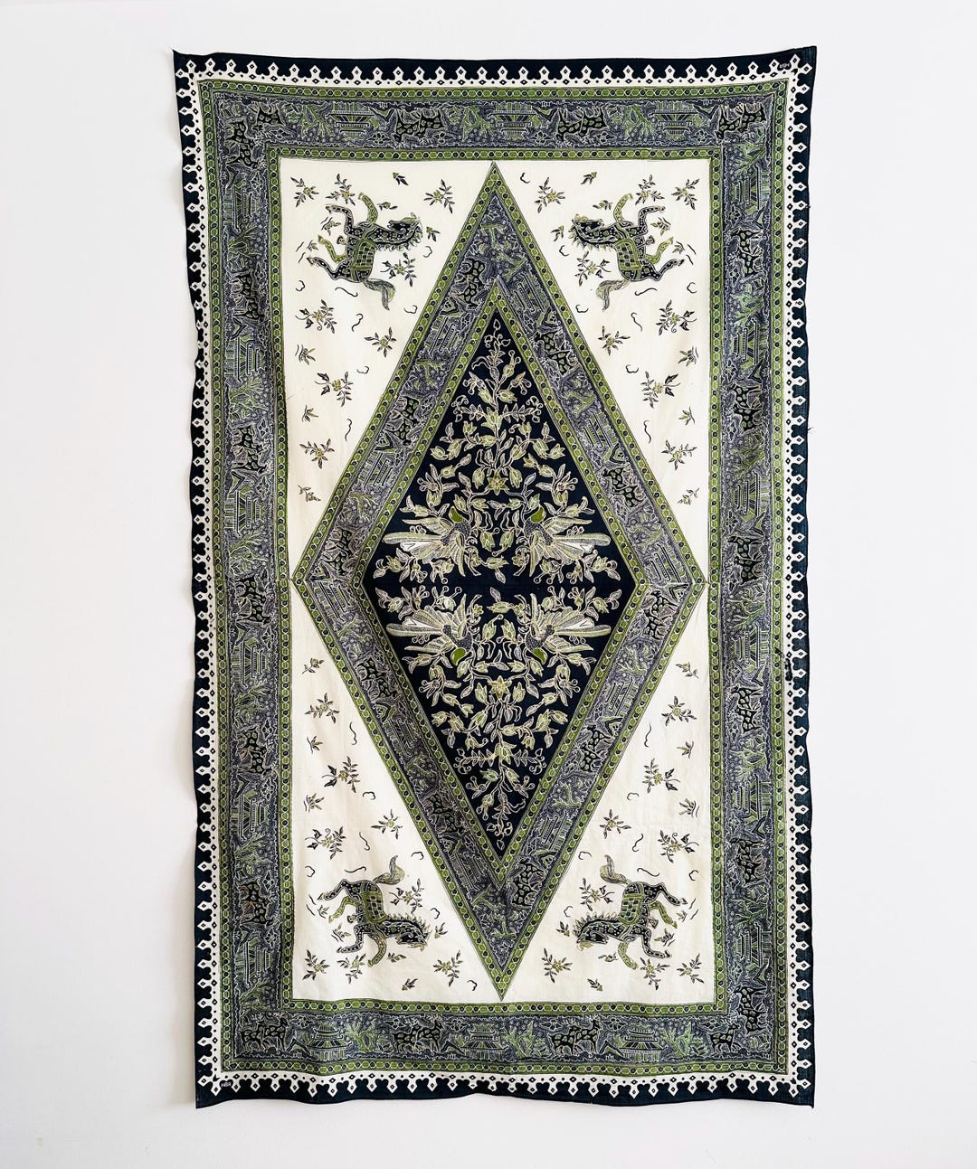 Vintage Indonesian Batik Tulis Fabric, Javanese Indigo Sarong Textile ...