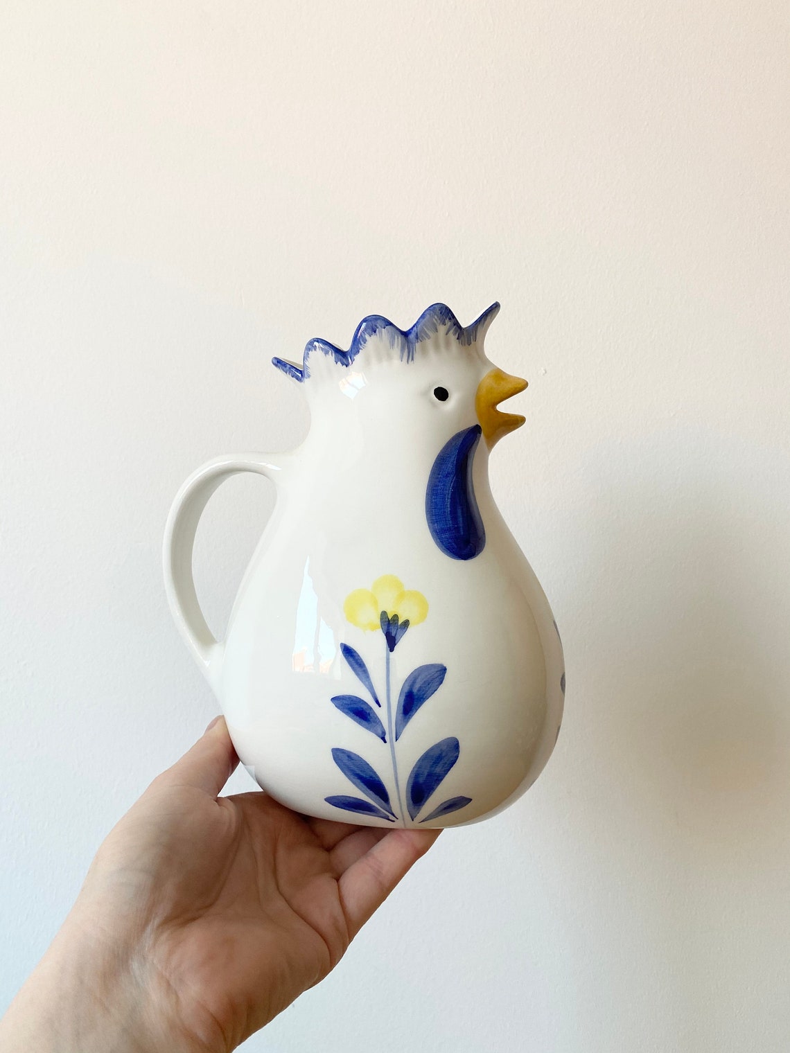 Rooster Jug Hand-painted Ceramic Pitcher Italian Ceramic Jug | Etsy