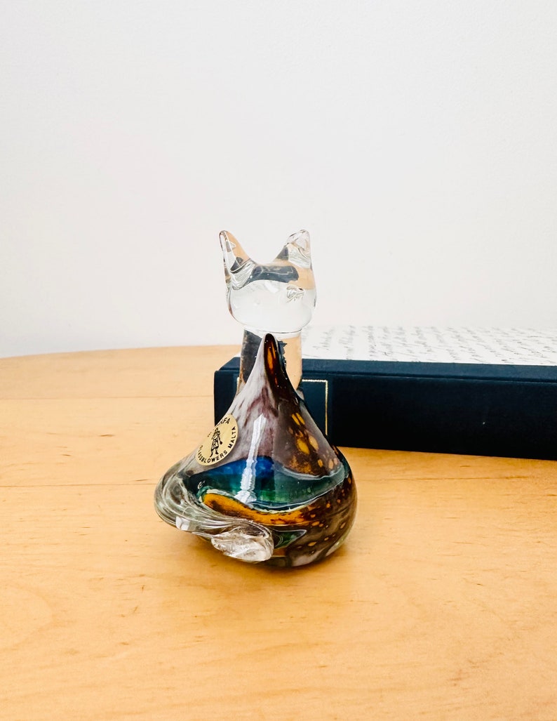 Glass Cat Paperweight, MTARFA Maltese Art, Handblown Paperweight, Deck ...