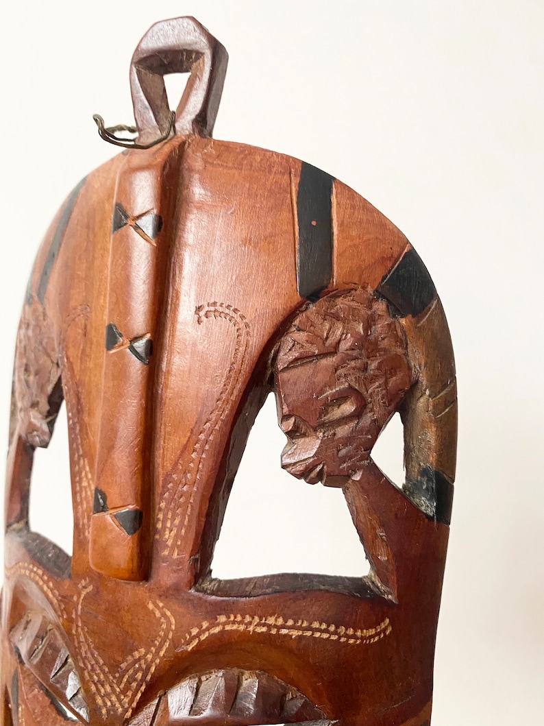 Vintage African Wall Mask, Hand Carved Wood Hand Craved Hanging ...