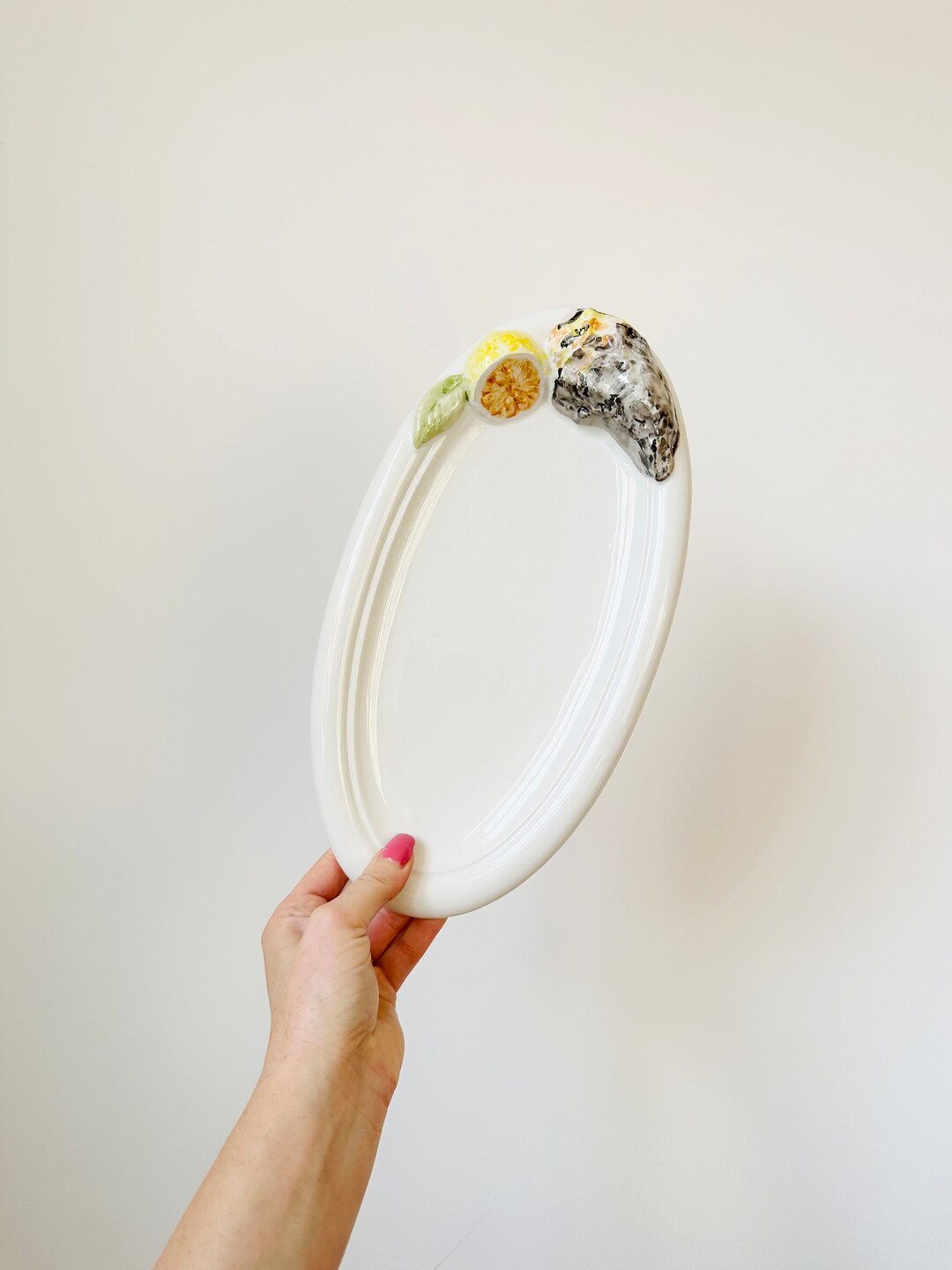 La Compagnia Dei Decori Oyster Serving Platter, Hand Painted Oval Plate ...