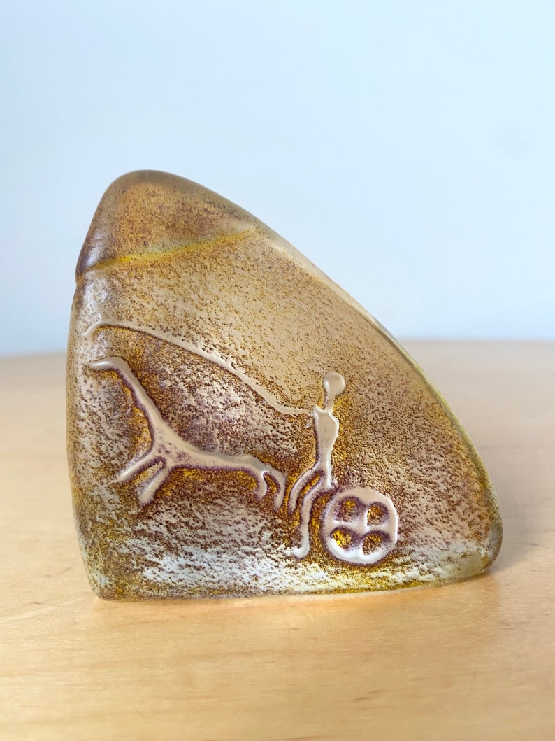 Mats Jonasson Crystal Cave Rock Carving Amber Paperweight - Etsy