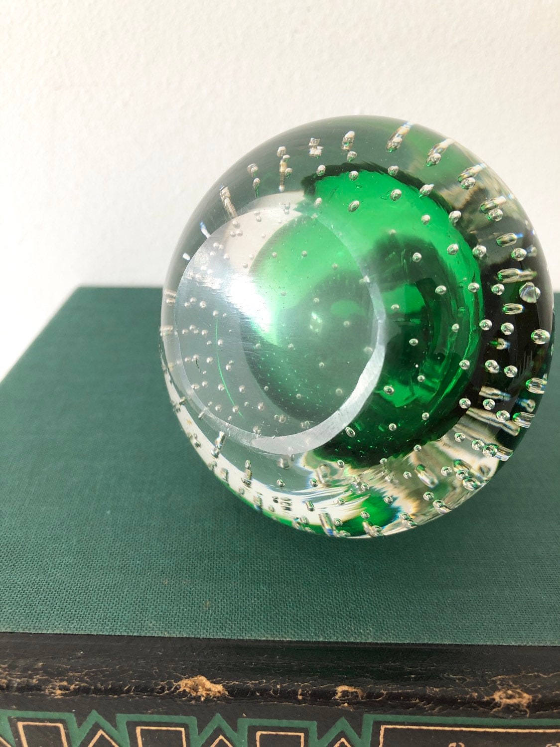 Glass Paperweight Green Pear Glass Paperweight Green and - Etsy UK