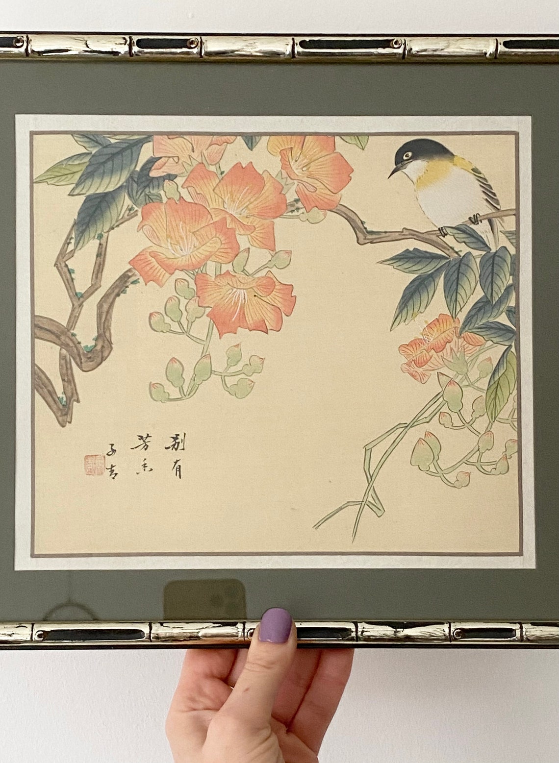 Vintage Chinese Silk Painting Bird and Flowers Painting - Etsy