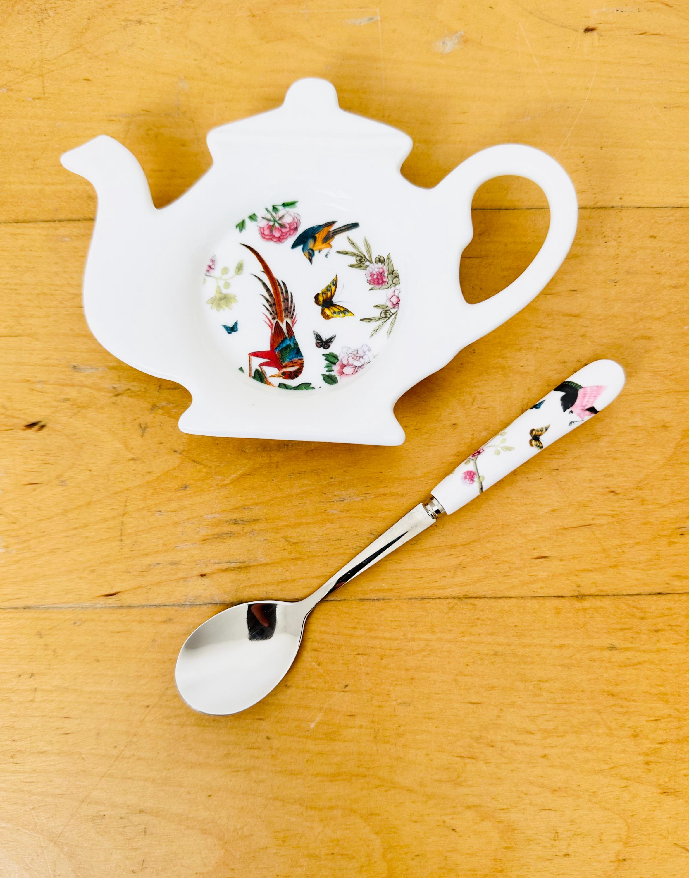 English Heritage Tea Tidy, Teapot Shape Tea Bag Rest & Spoon With ...