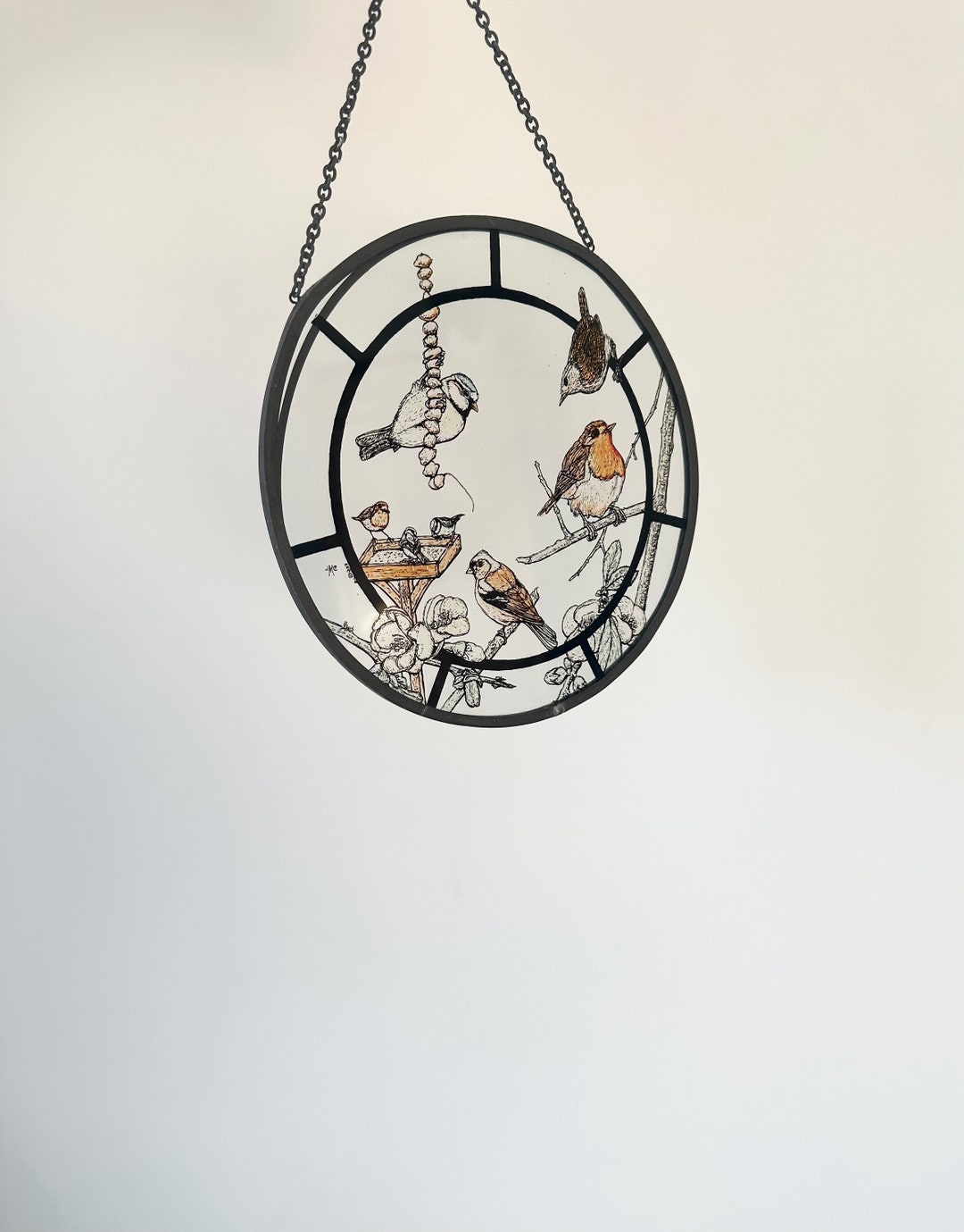 Sun Catcher, Hand-painted Stained Glass Window Roundel, Round Glass ...