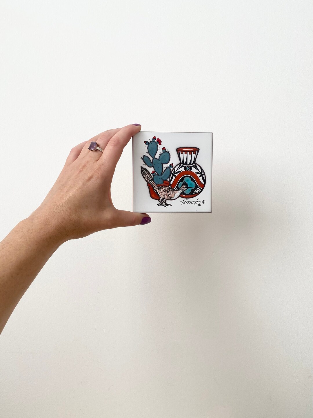 Vintage Cleo Teissedre Art Tile Handmade Ceramic Coaster - Etsy