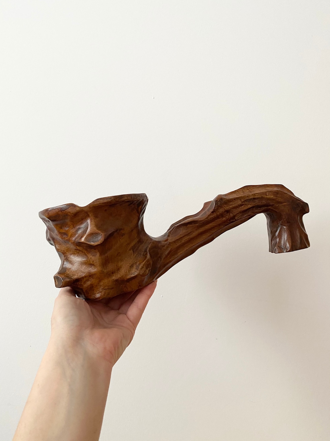 Large Hand-carved Wooden Pipe, Vintage Large Wooden Pipe - Etsy
