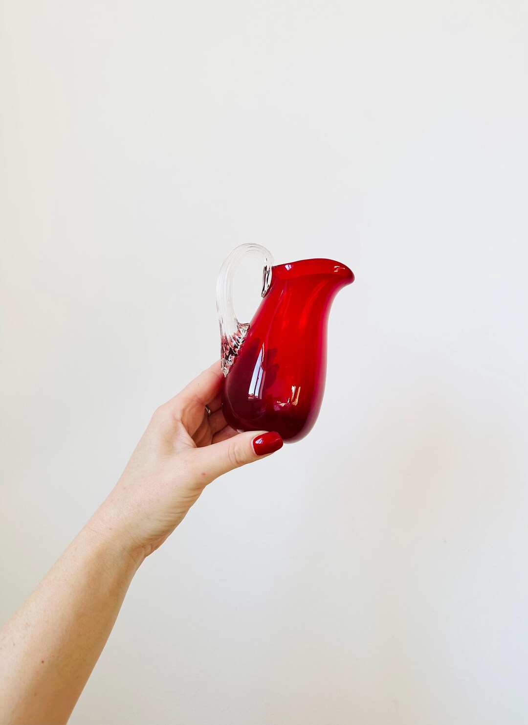 Vintage Whitefriars Red Glass Jug, Small Jug - Etsy