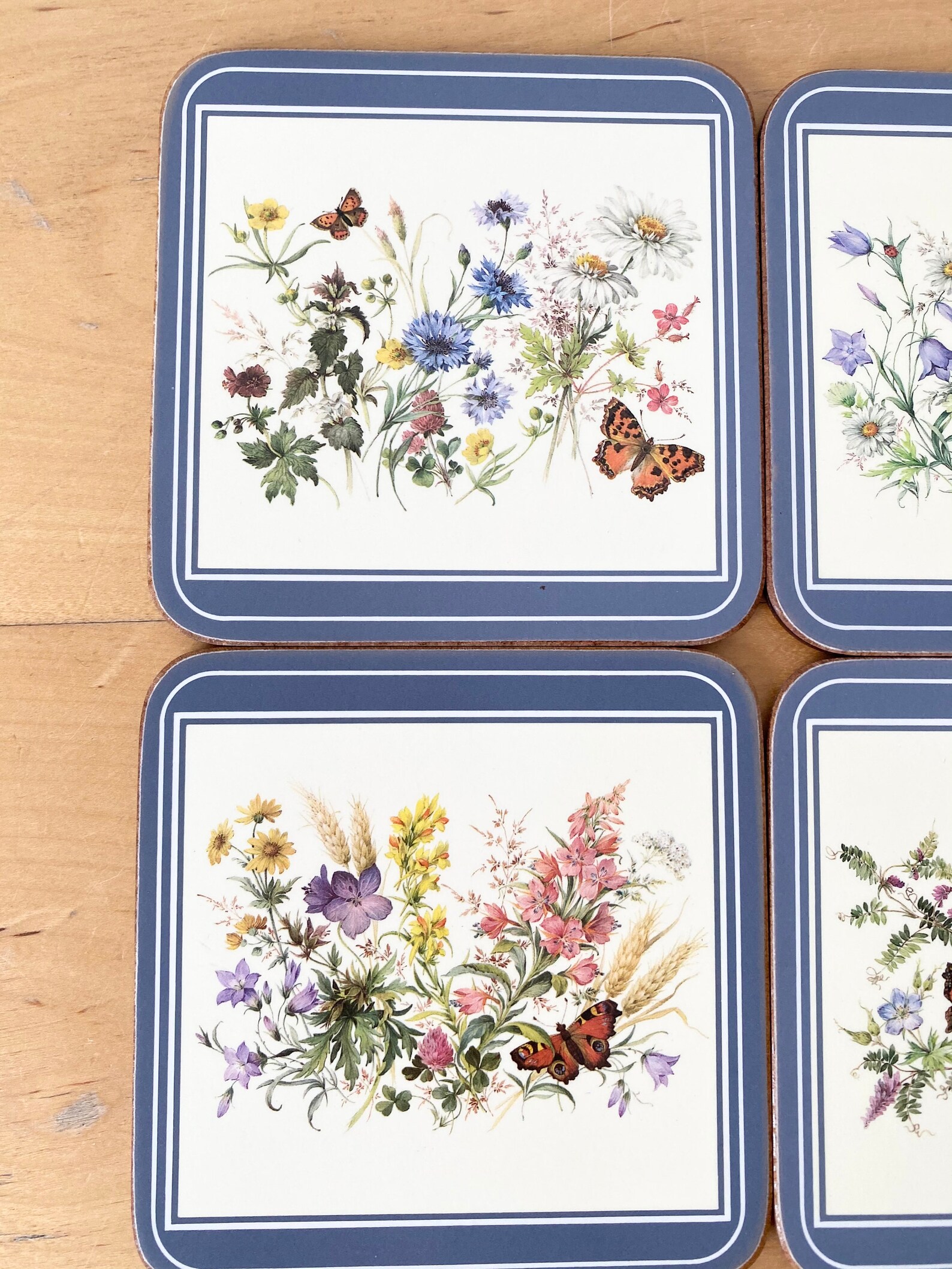 Botanical Coasters Set of 6 Coasters Square Coasters | Etsy