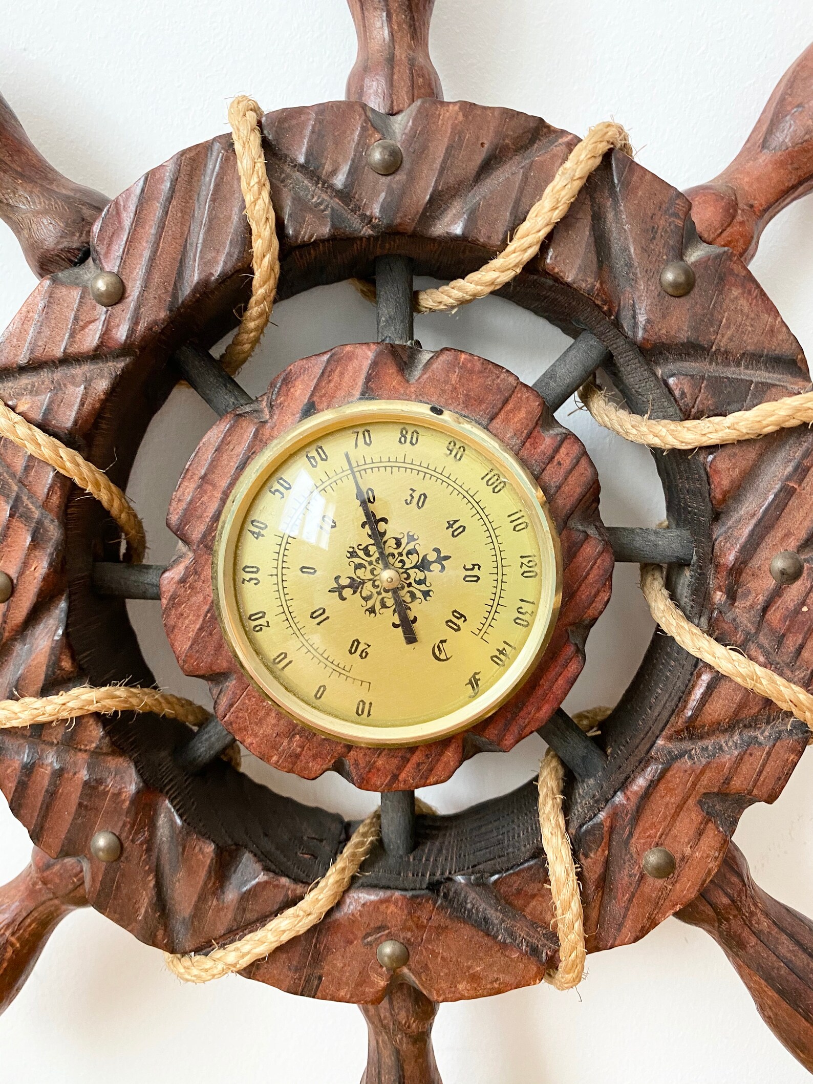 Vintage Ships Wheel Barometer Coastal Home Decor Beach | Etsy UK