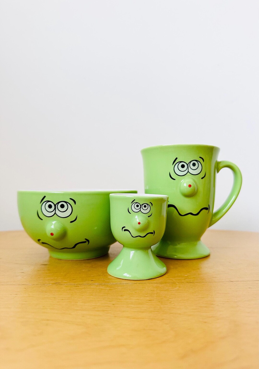 Vintage Breakfast Set, 3D Face Expression, Mug, Bowl, Egg Cup - Etsy