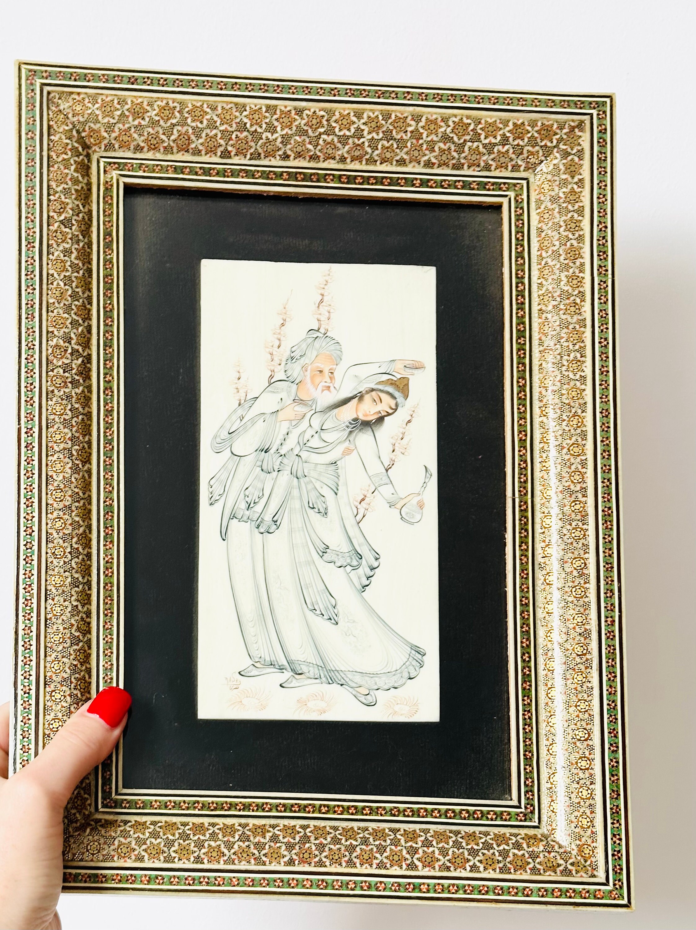Persian Painting, Intricate Khatam-kari Frame - Etsy