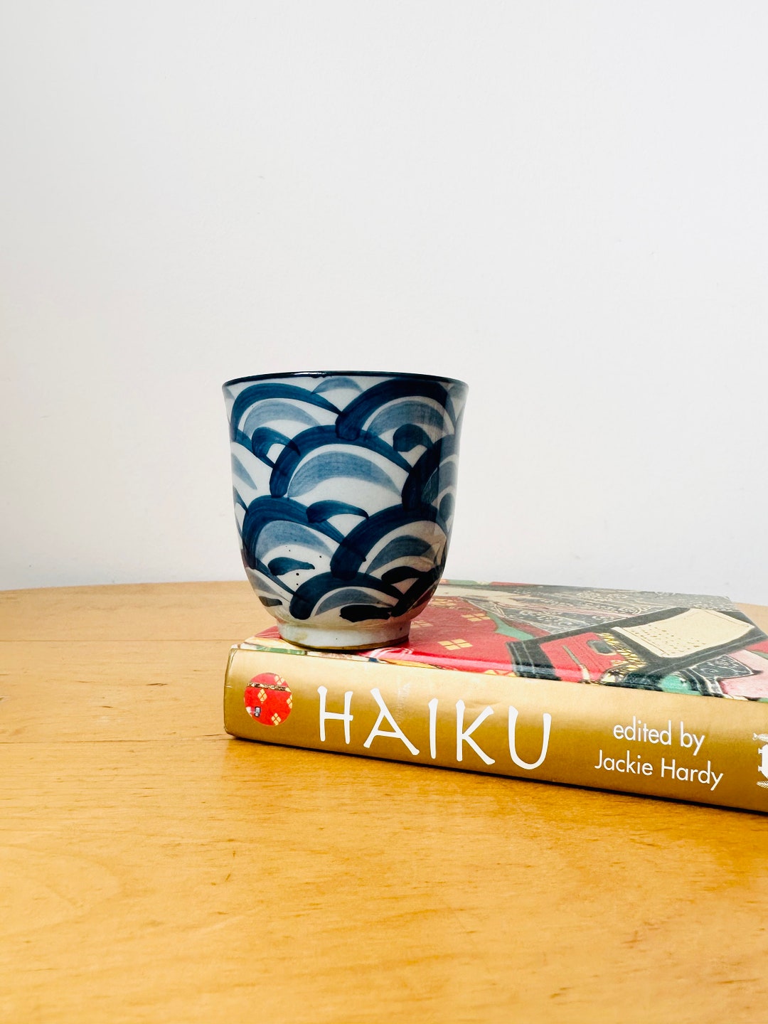 Japanese Tea Cup, Handless Hand-painted Blue Tea Cup - Etsy