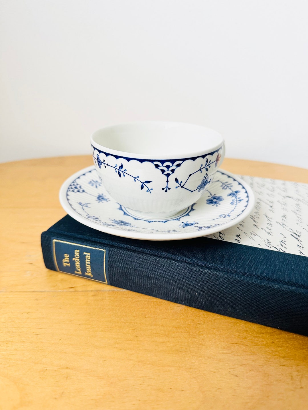 Vintage Denmark Pattern Cup and Saucer Blue and White Ceramics, Denmark ...