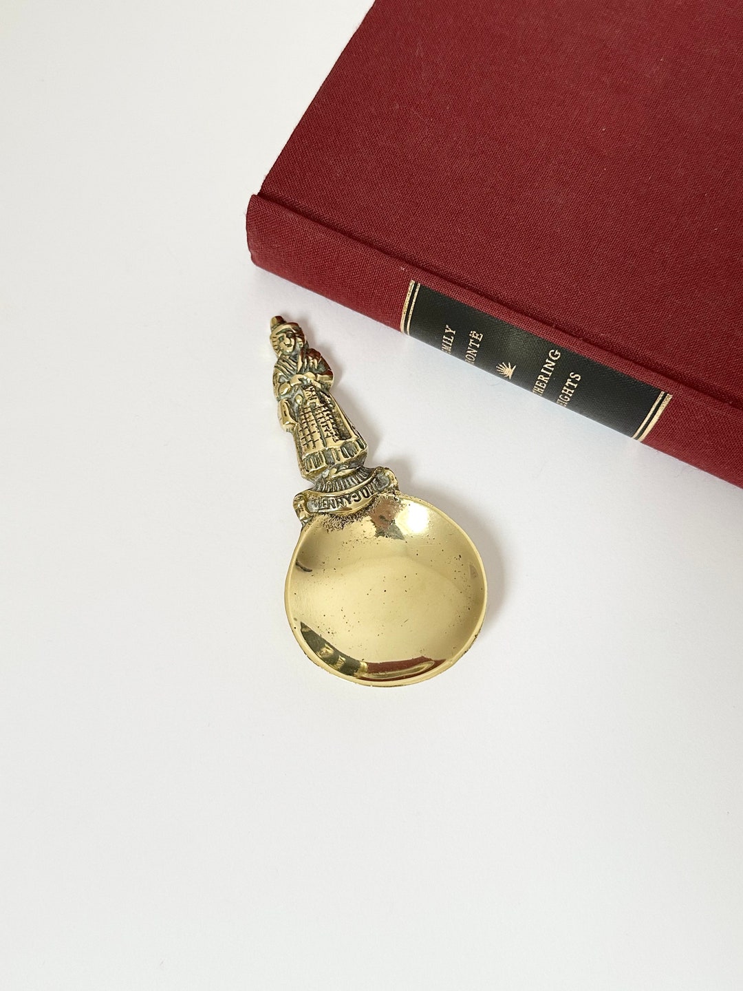 Vintage Brass Caddy Spoon, Lady Handle - Etsy