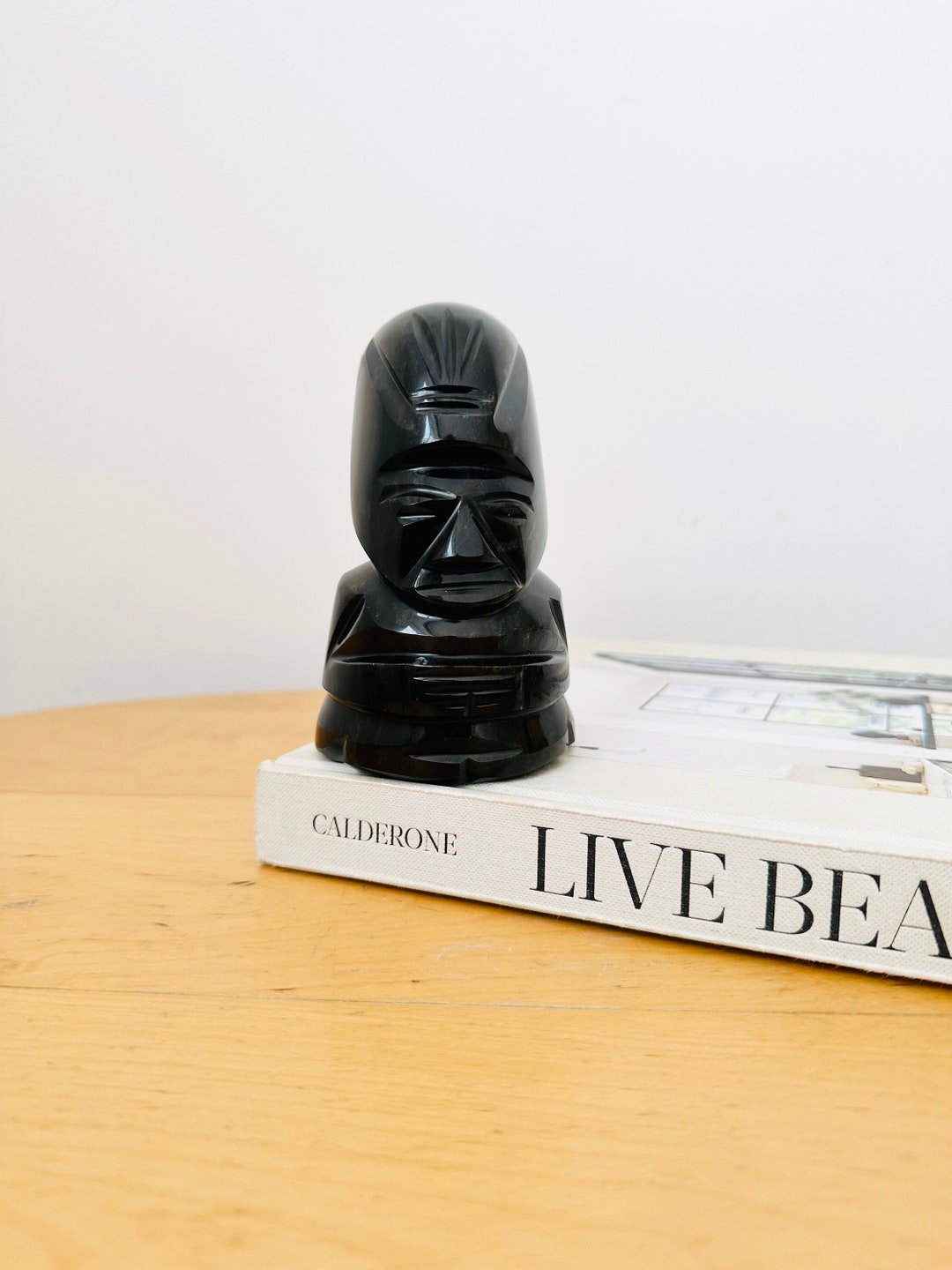 Aztec Obsidian Statue, Black Obsidian Carving, Obsidian Statue, Stone ...