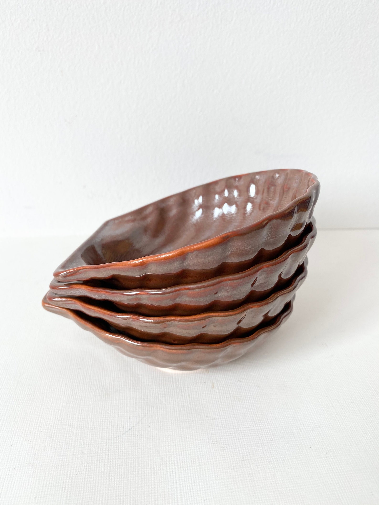 Shell Shaped Bowls Brown Pottery Bowls - Etsy UK