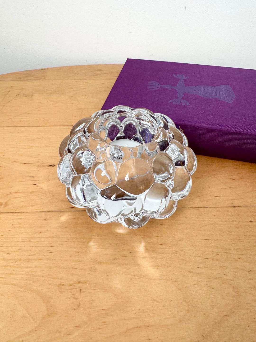 Orrefors Raspberry Crystal Candle Holder, Borealis Candle Holder ...