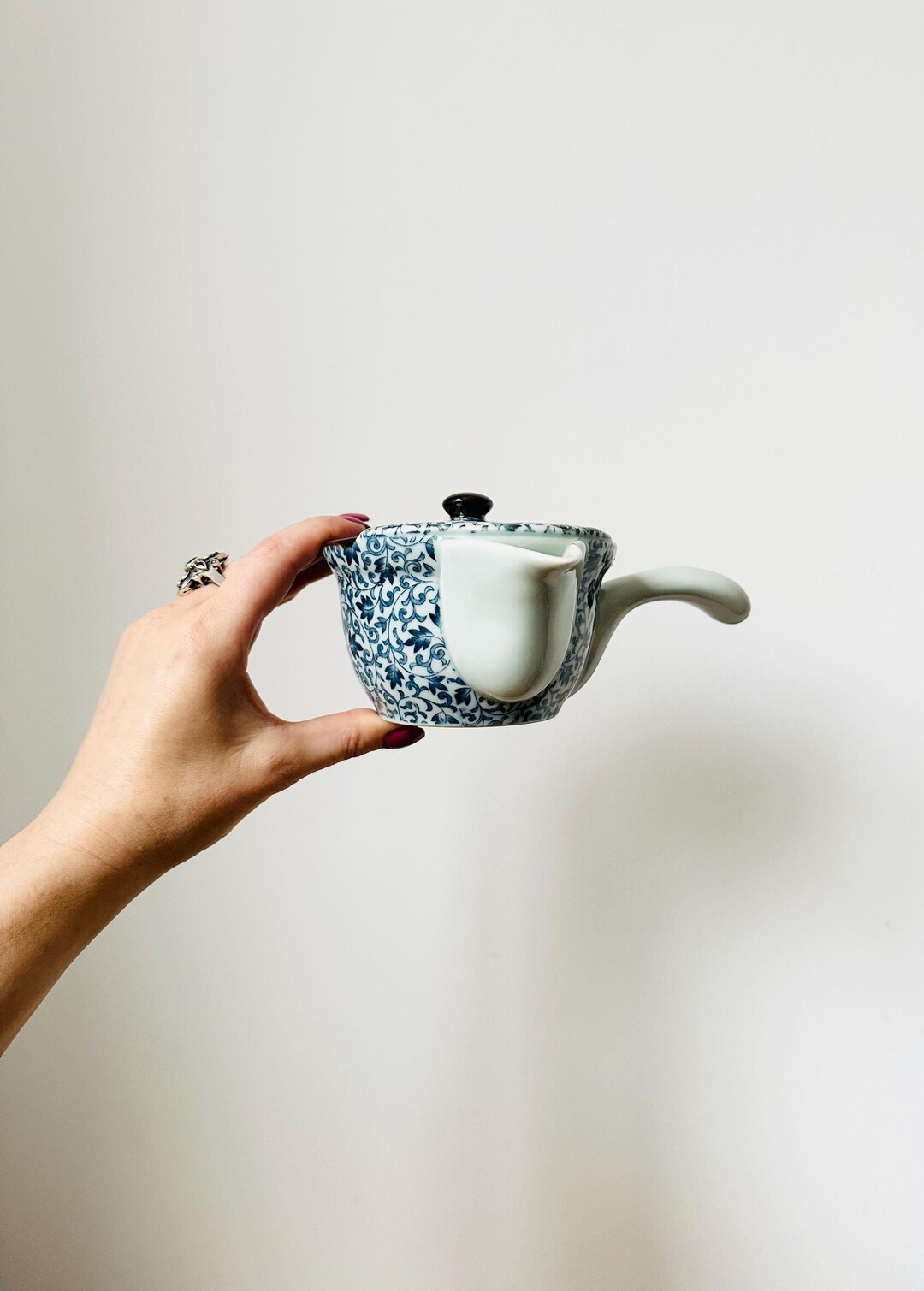 Japanese Kyusu Teapot, Flower Arabesque Teapot With Infuser, Porcelain ...