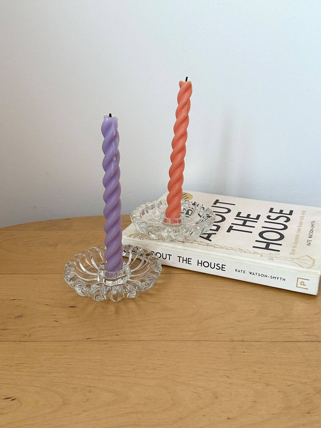 Vintage Daisy Candlestick Holders, Glass Candlestick Holders, Flower ...