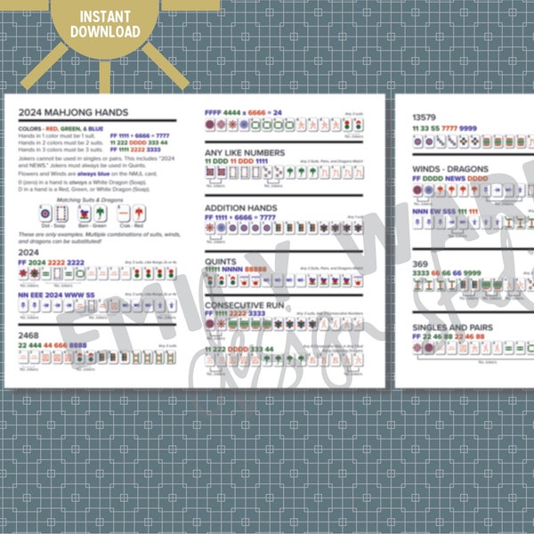 Mahjong 2024 Printable - Etsy