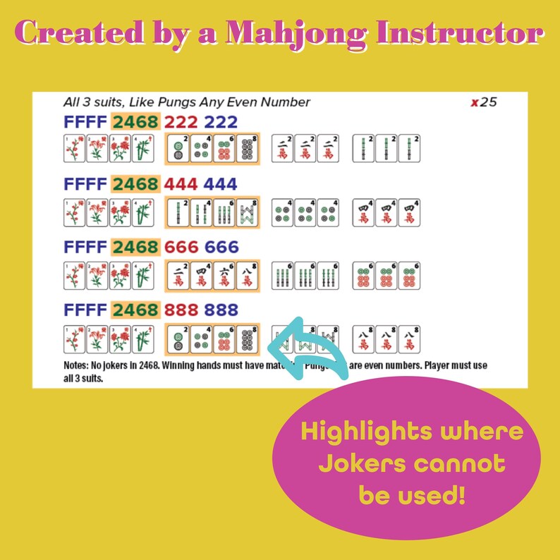 2025 Mahjong Card Guide LARGE Print Version! NMJL Cheat Sheet for ...