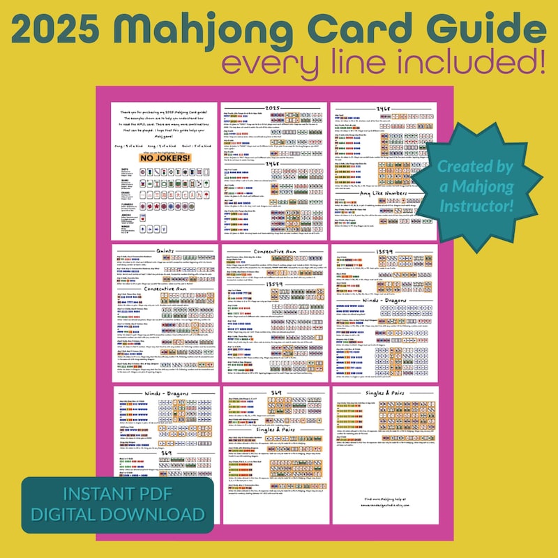 Printable 2025 Mahjong Cards - Etsy