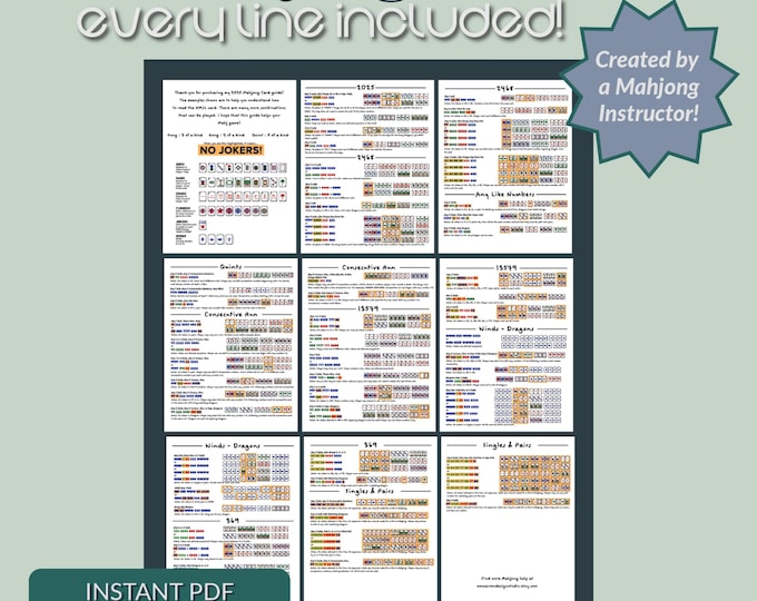 Printable Mahjong 2025 Cheat Sheet, 2025 Mahjong Hands, Beginner ...