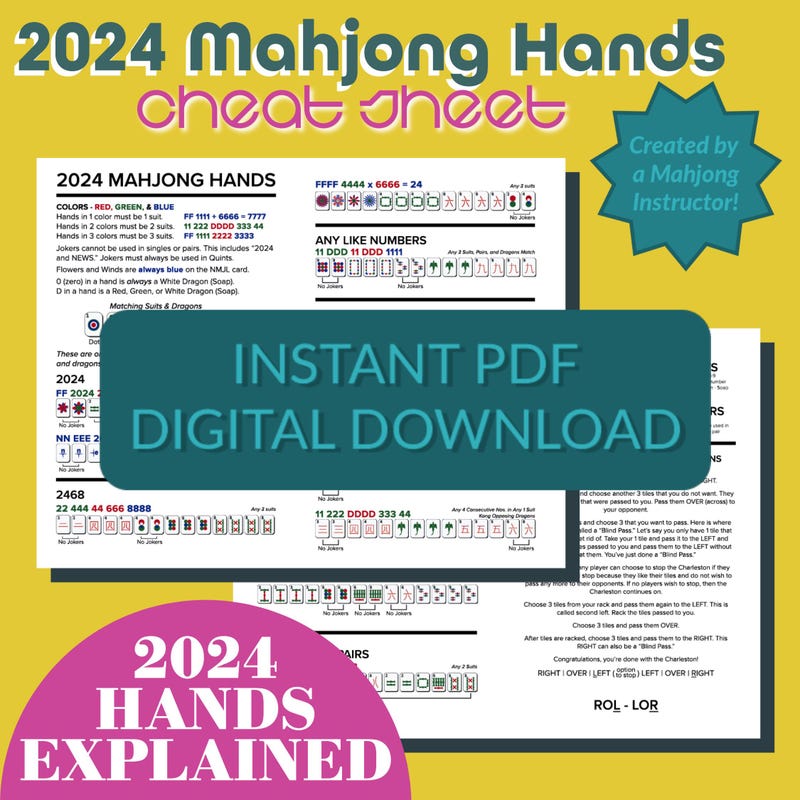 Printable 2025 Mahjong Card Pdf - Etsy