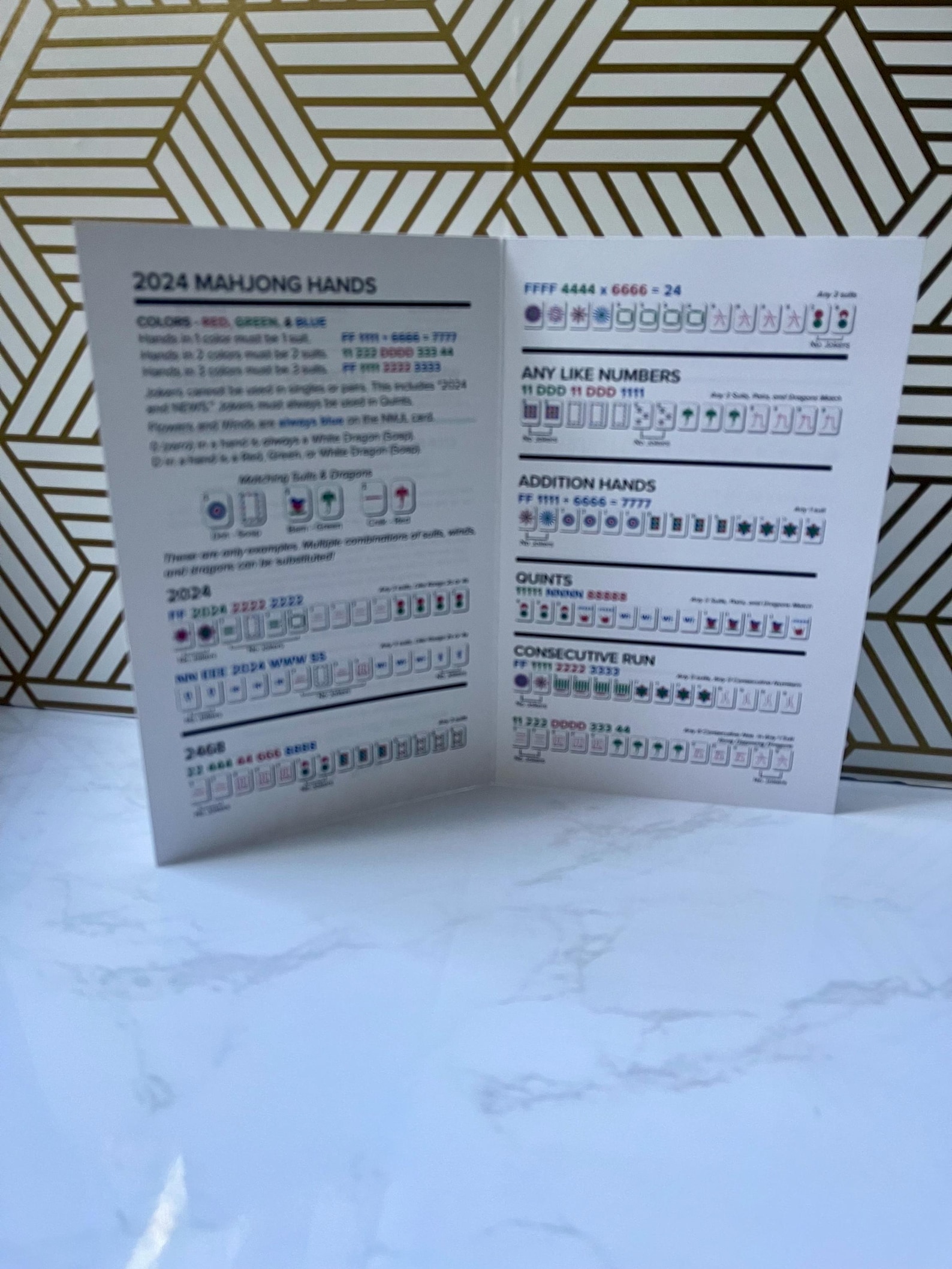 PRINTABLE 2024 Mahjong Hands Cheat Sheet, Instant Download, Mah Jongg ...