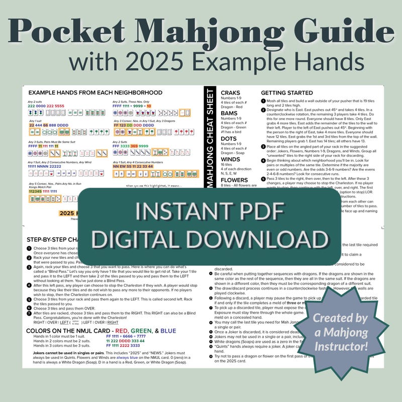 Printable 2025 Mahjong Cards - Etsy