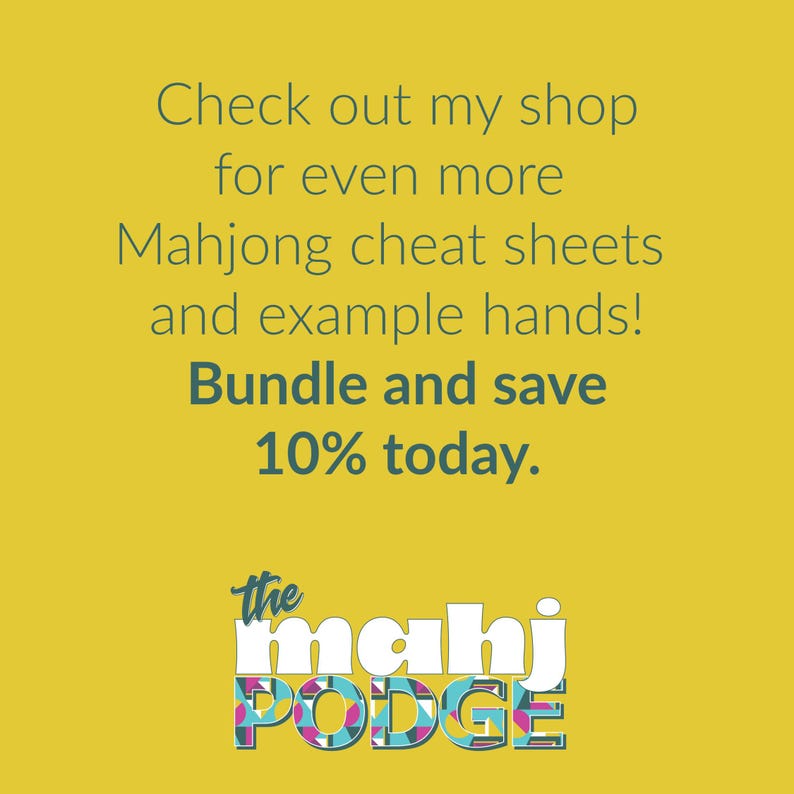 2025 Mahjong Hands Mini Guide: Cheat Sheet & Charleston Guide (PDF ...