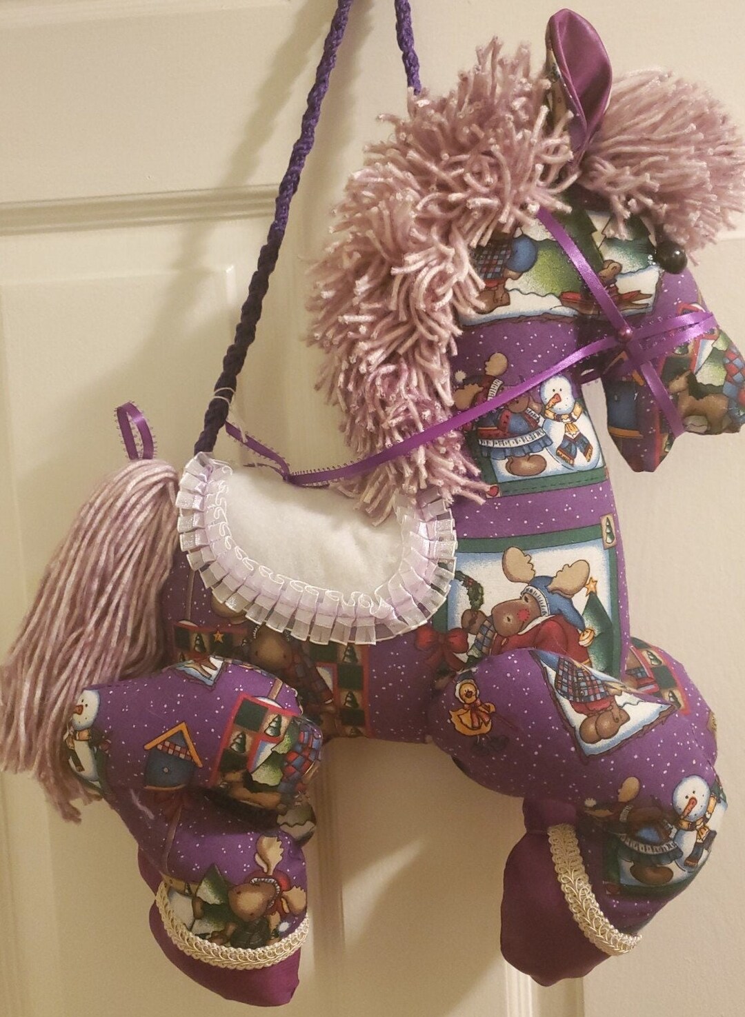 Purple Winter Moose Stuffed Carousel Pony/horse #256 - Etsy
