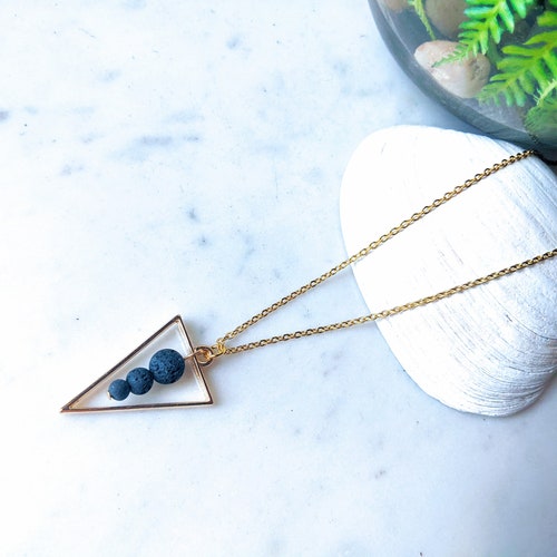 Lava Stone Triangle Diffuser Necklace Essential Oil Diffuser - Etsy