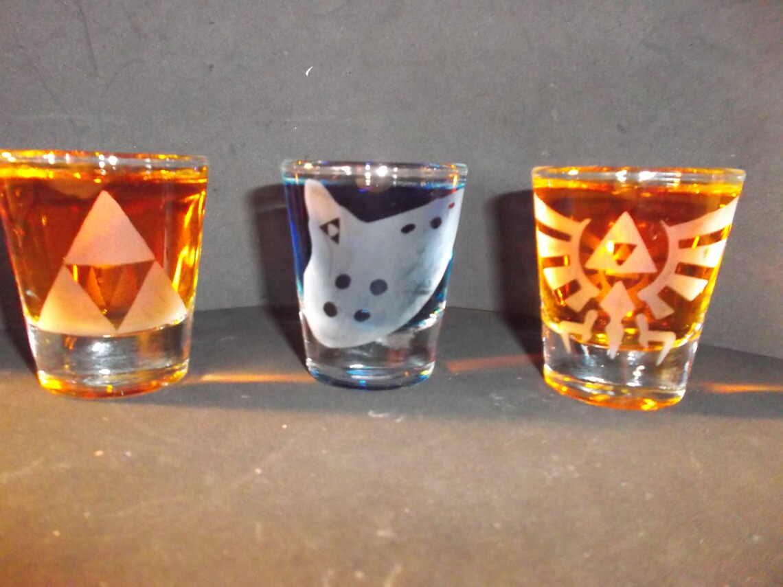 Zelda Etched Shot Glass Set of 3 Fan Art - Etsy