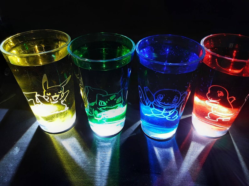 Etched Pokemon Starter Pub Glass Set – Fan Art, Pikachu, Line Art - Etsy