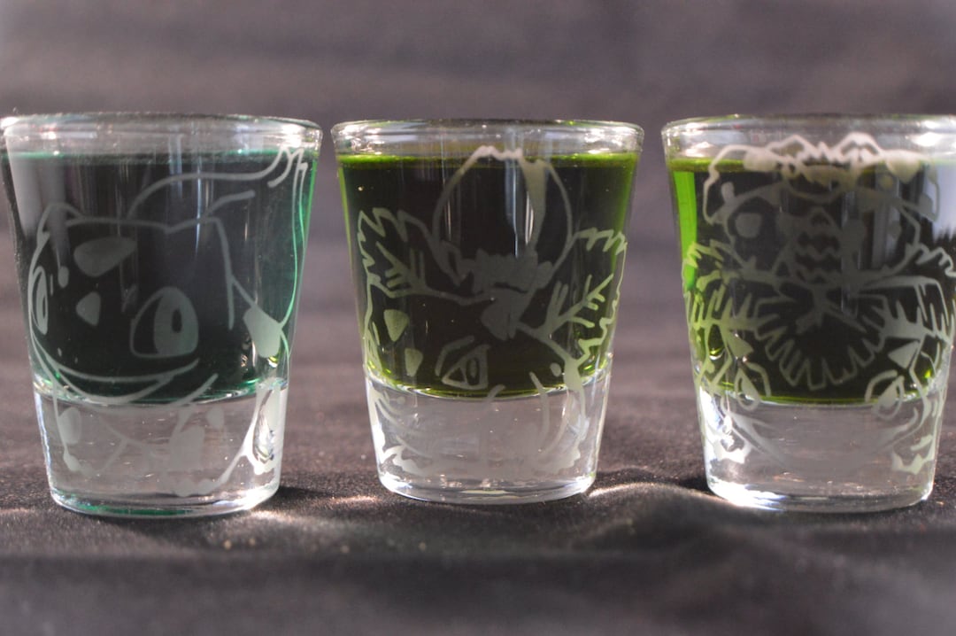 Bulbasaur Ivysaur Venusaur Engraved Shot Glass Set of 3 - Etsy