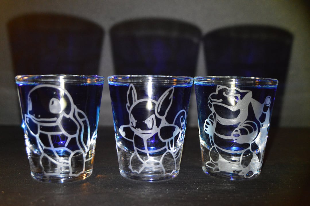Squirtle, Warturtle, Blastoise Engraved Shot Glass Set of 3 - Etsy