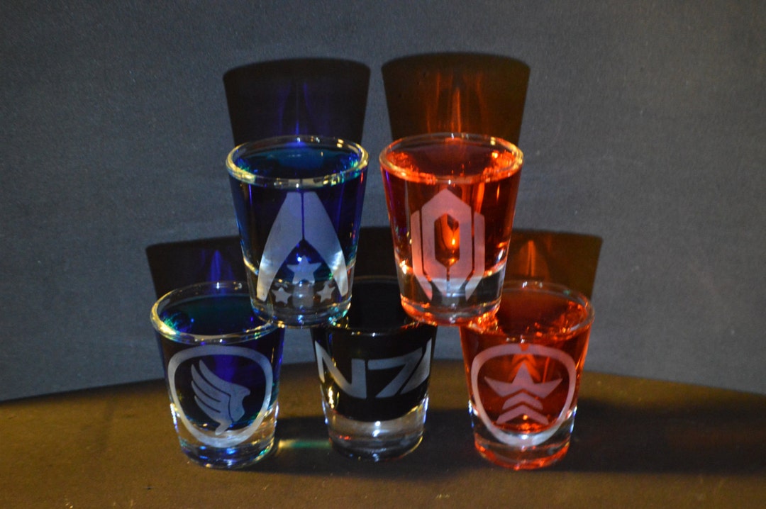 Mass Effect Etched Shot Glass Set of 5 Fan Art - Etsy