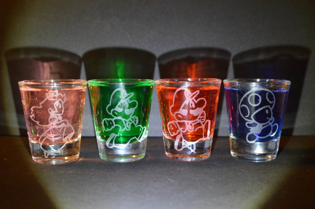 Mario Luigi Peach Toad Shot Glass Set - Etsy