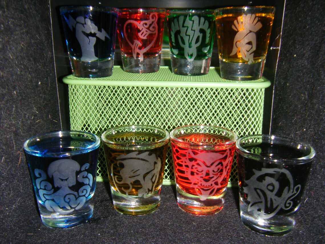 Bioshock Infinite Vigors Etched Shot Glass Set of 8 Fan Art | Etsy