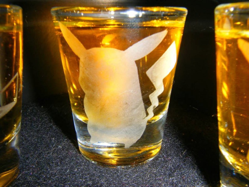 Pokemon Pikachu Etched Shot Glass Set of 3 Fan Art - Etsy
