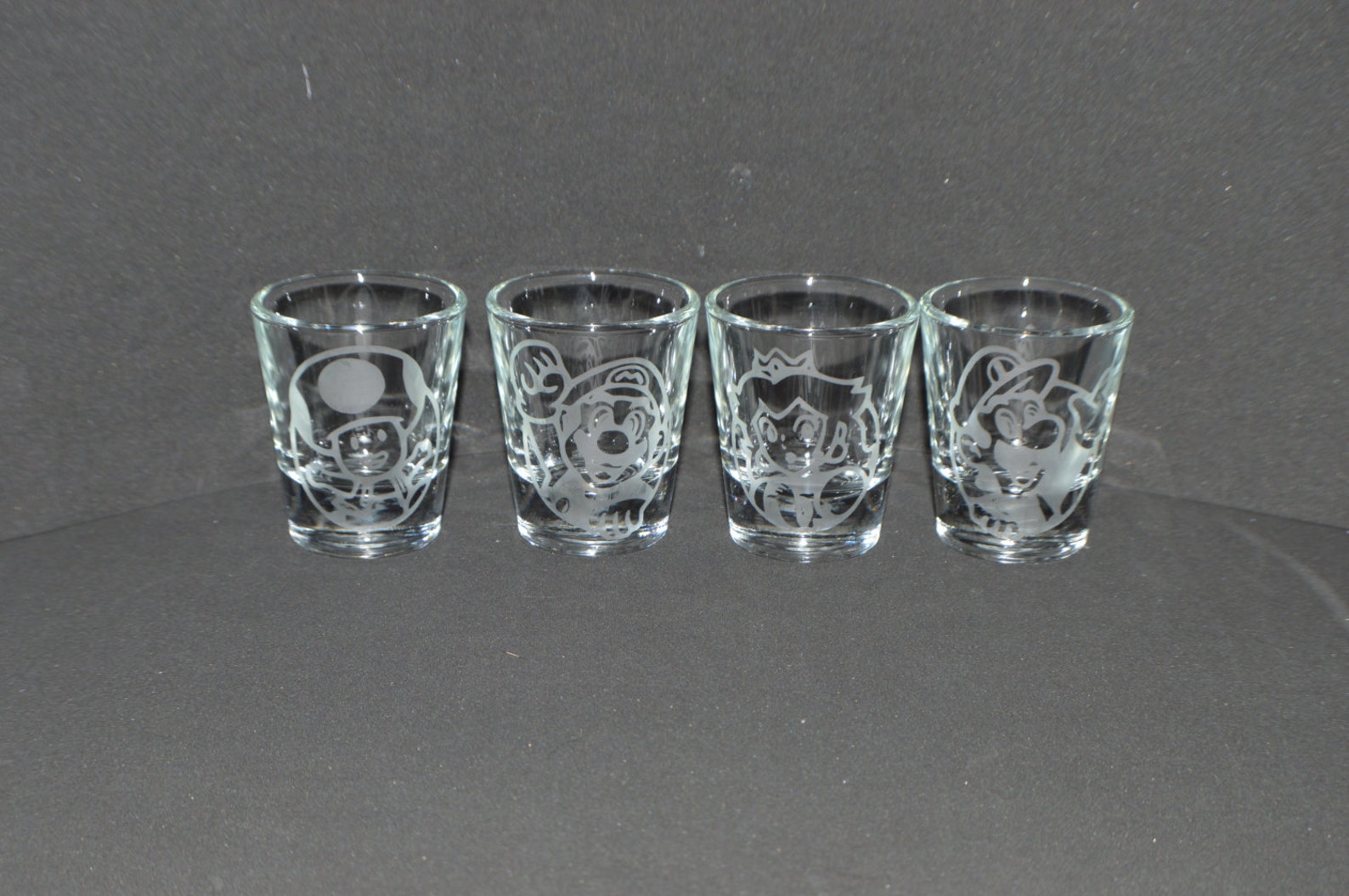 Mario Luigi Peach Toad Etched Shot Glass Set of 4 Fan Art - Etsy