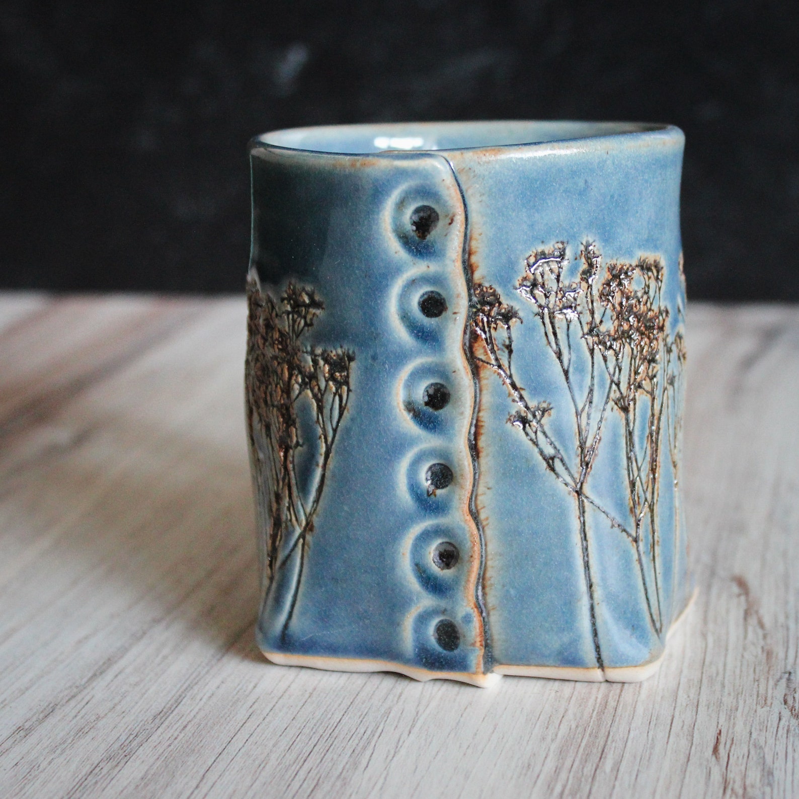 Blue Floral Mug Handmade Mug Boho Kitchen Mug Farmhouse - Etsy