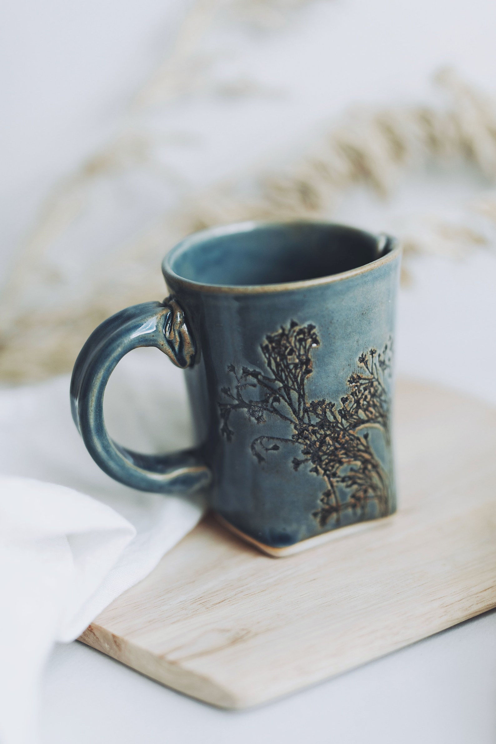 Blue Floral Mug Handmade Mug Boho Kitchen Mug Farmhouse - Etsy