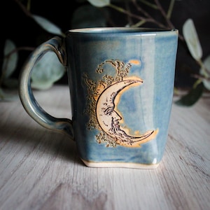 Sun Moon Mug, Night Sky Mug, Unique Handmade Ceramic Mug, Man in the ...