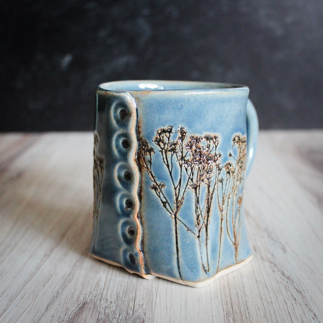 Blue Floral Mug Handmade Mug Boho Kitchen Mug Farmhouse - Etsy