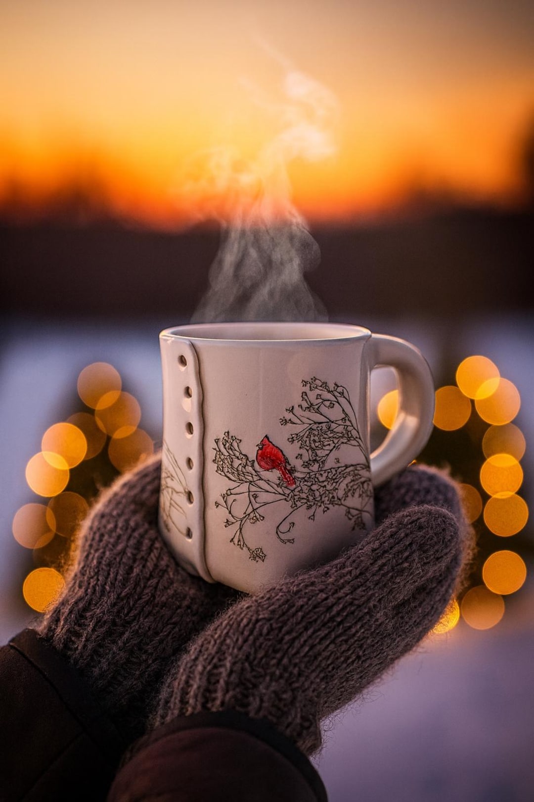 Red Cardinal Mug, Ceramic Christmas Mug, Cardinal Gift, Rustic Coffee ...